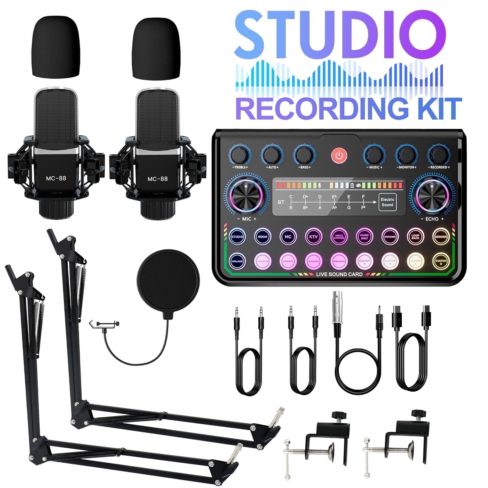 Podcast Equipment Bundle for 2, Audio Interface with Condenser ...