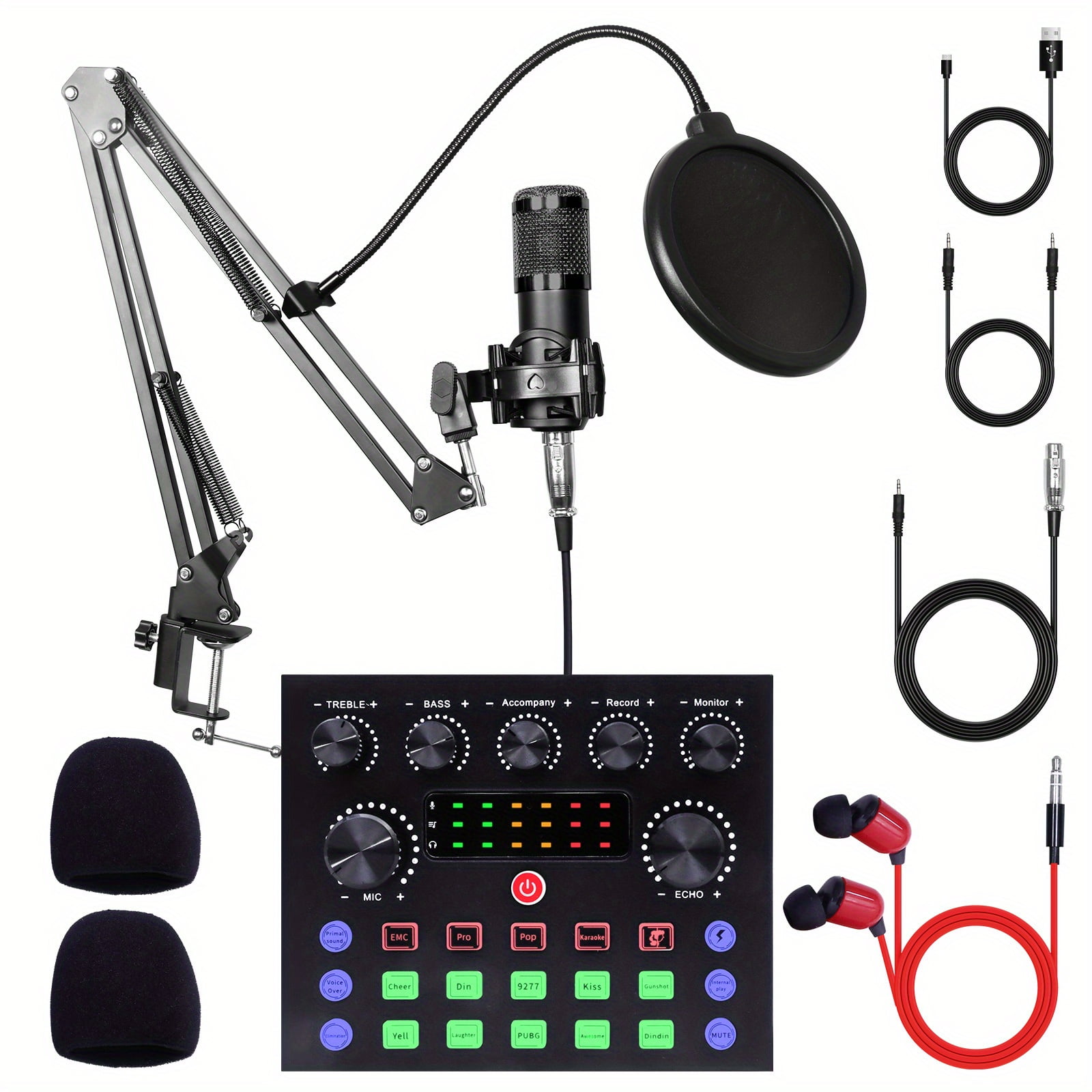 [Podcast Equipment Set] BM800 Condenser Microphone, Podcast Equipment Set - Audio Interface with ...