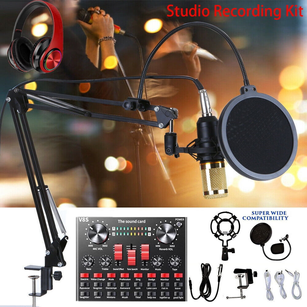 Electronicstar Podcast Microphone Bundle V8S, BM-800 Condenser Mic ...