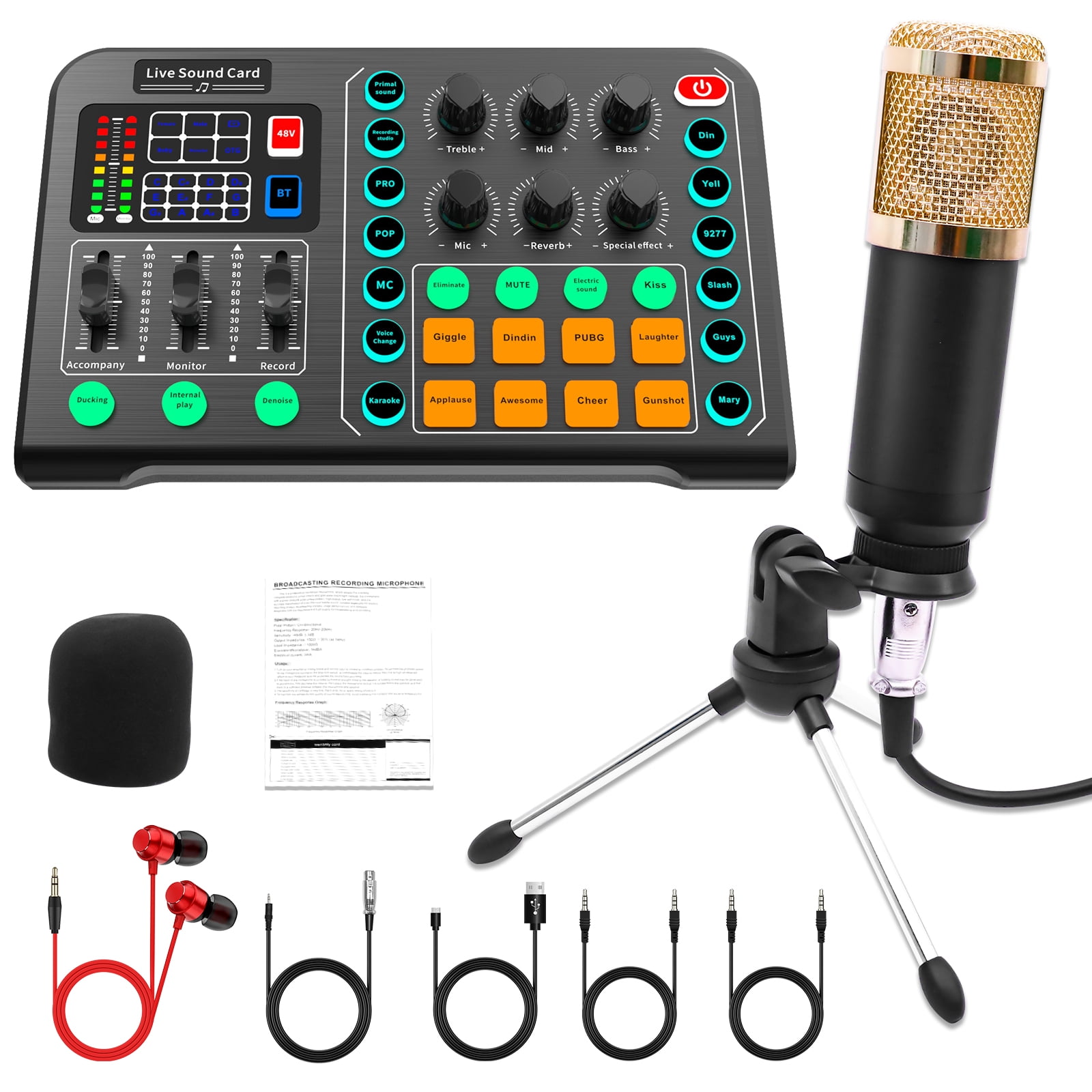 Podcast Microphone Bundle with Tripod Stand, Podcast Equipment Bundle ...