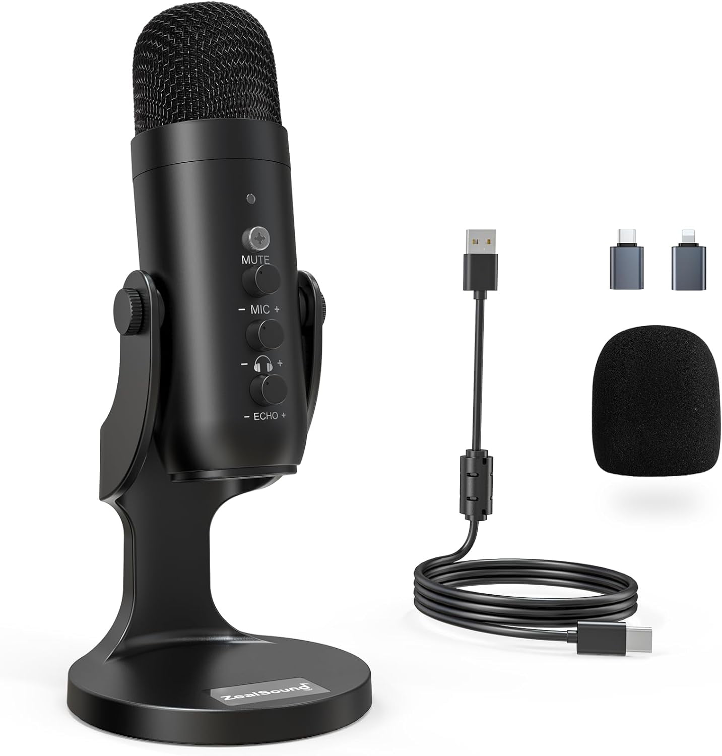 Podcast Microphone for PC, Noise Cancellation USB Mic with Gain, Volume ...