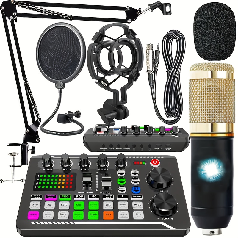 Podcast Microphone Pack, BM-800 Condenser Microphone With Live Sound ...