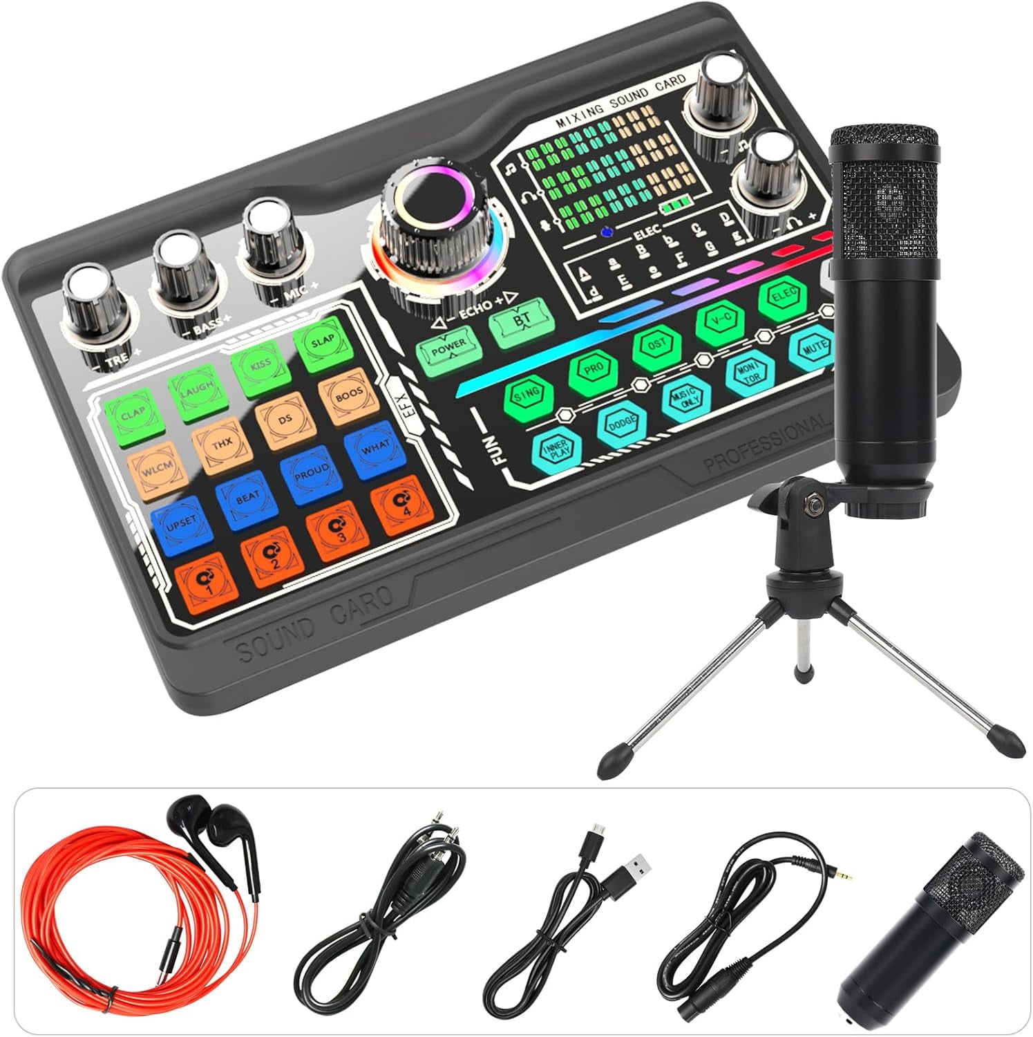 Podcasting Equipment Kit Audio Interface Live Microphone All-in-One ...