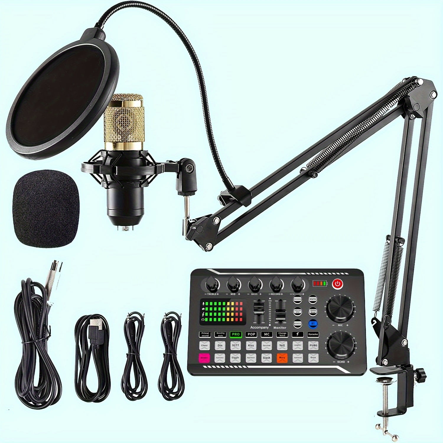 Podcasting Equipment Kit With Stand Condenser Microphone Pro Audio ...