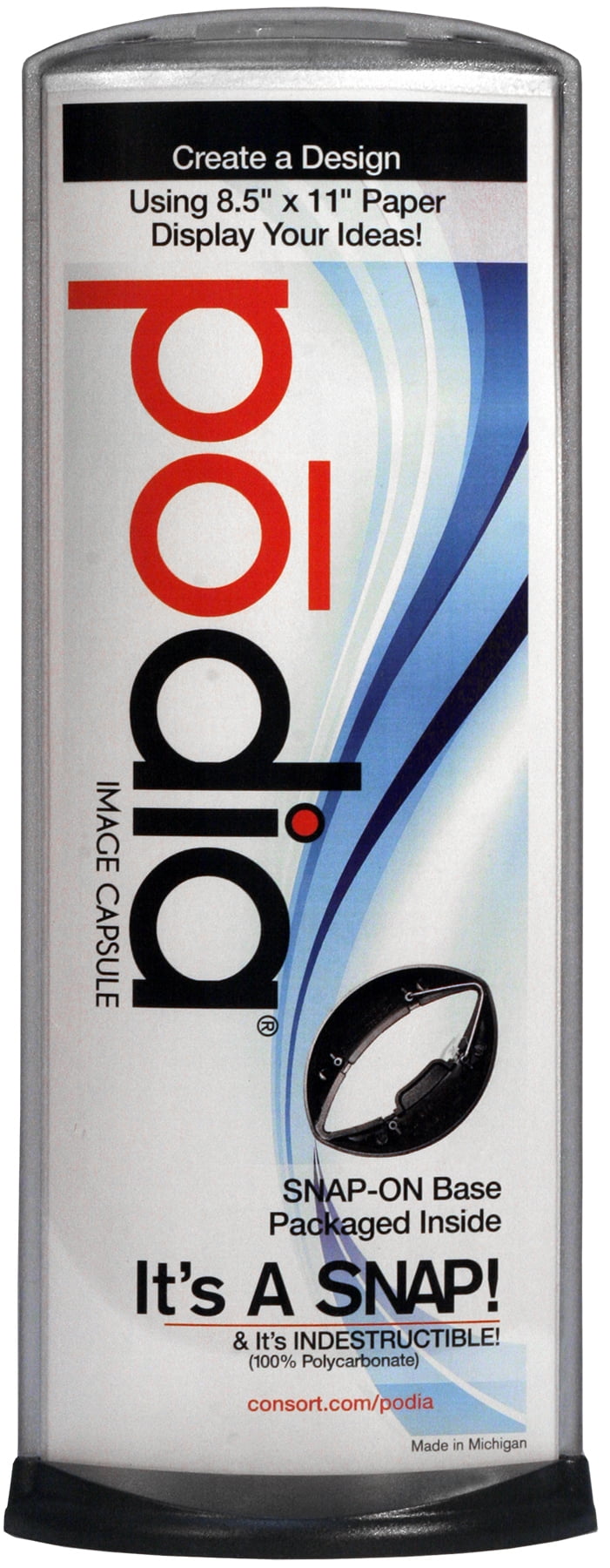 Podia Display® standard with Tabletop and Wall, with weighted base ...