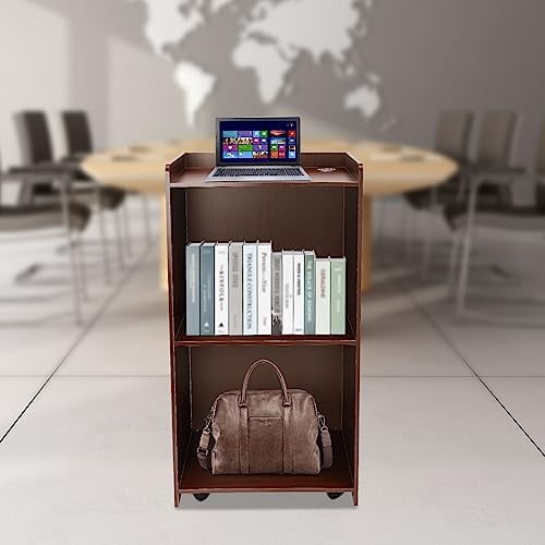 With Wheels & Adjustable Shelf - Mobile Lectern For Church, Classroom ...