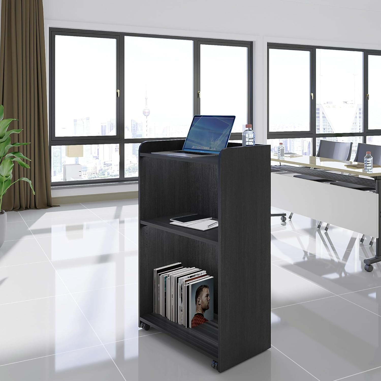 Podium Stand Portable,Church Pulpit Podium with Wheels,Lectern for ...