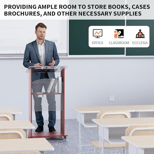 Podium Stand,Portable Lectern with Acrylic and 15mm Plywood,Podium with ...