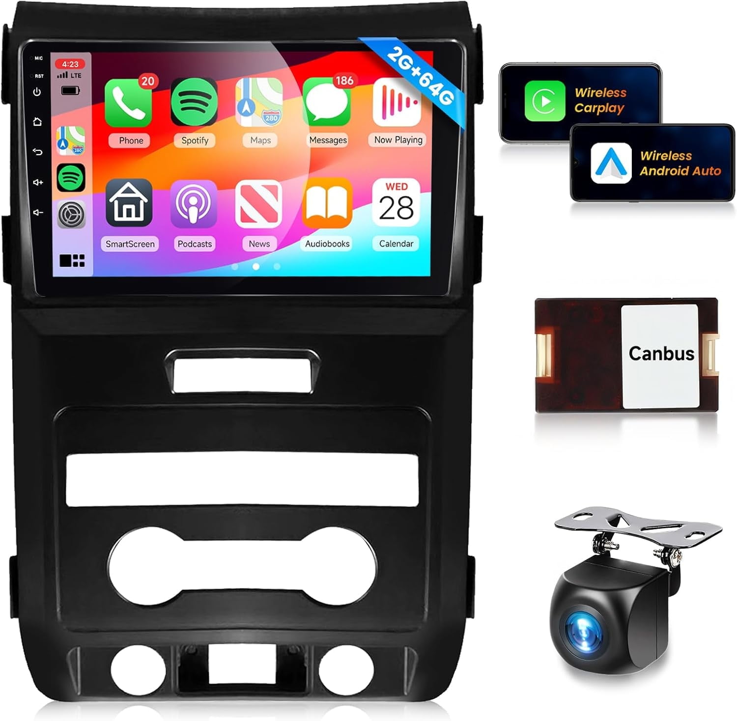 Podofo 16EQ 2G + 64G Android Car Stereo for Ford F150 F-150 2009-2014 ...