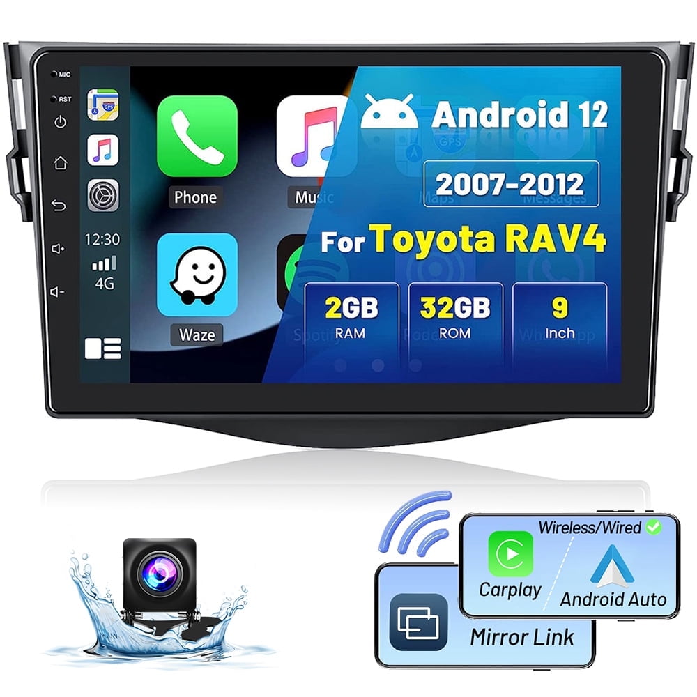 Podofo 9'' Car Stereo for Toyota RAV4 2007-2012: Android 12, Carplay ...