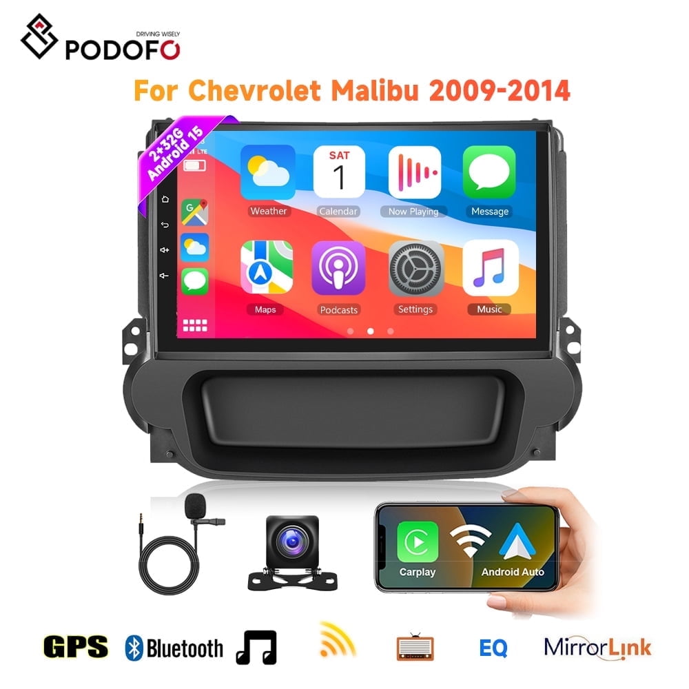 Podofo 2G+32G Android 15 9" Car Stereo for Chevy Chevrolet Malibu 2012-2015 with Wireless ...