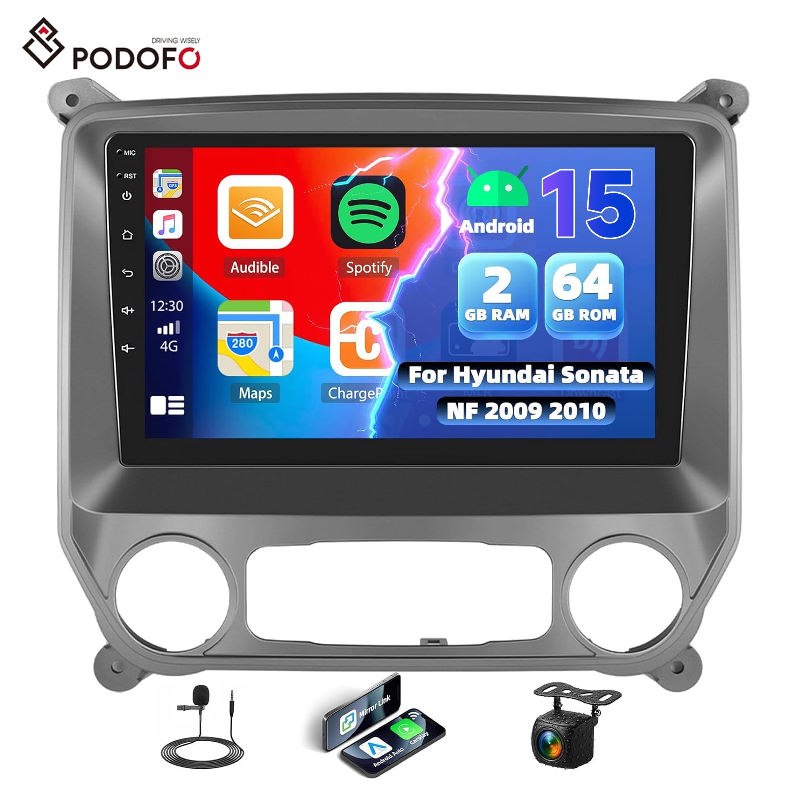 Podofo 2G+64G Android Car Stereo Radio for Chevy Silverado GMC Sierra 2014-2018 Wireless CarPlay ...