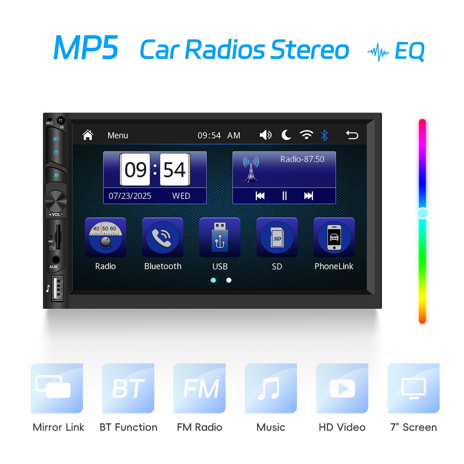 Podofo 7" Wireless Carplay Double Din Car Stereo Radio Car Audio ...