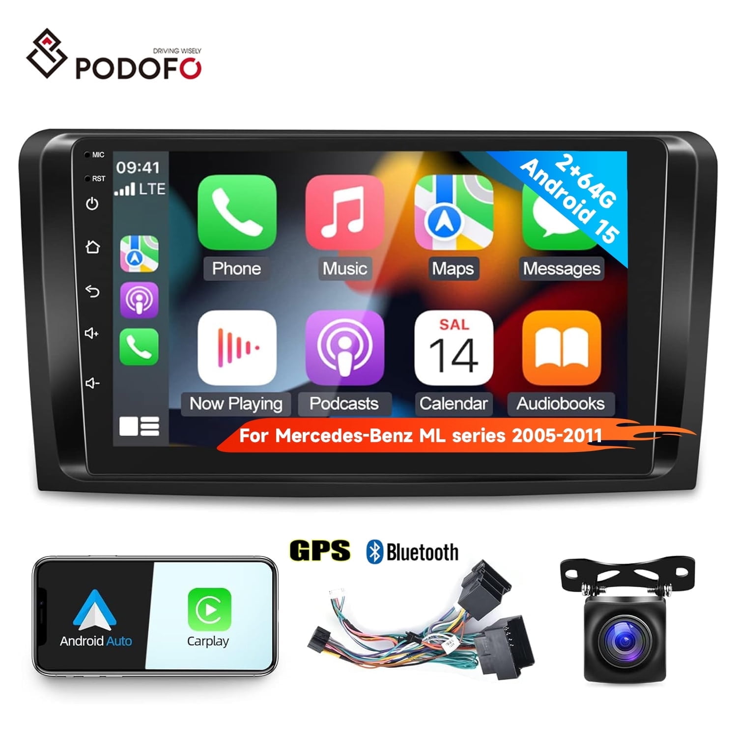 Podofo Android 15.0 Car Stereo Radio For 2007-2011 Mercedes-Benz ML350 ...
