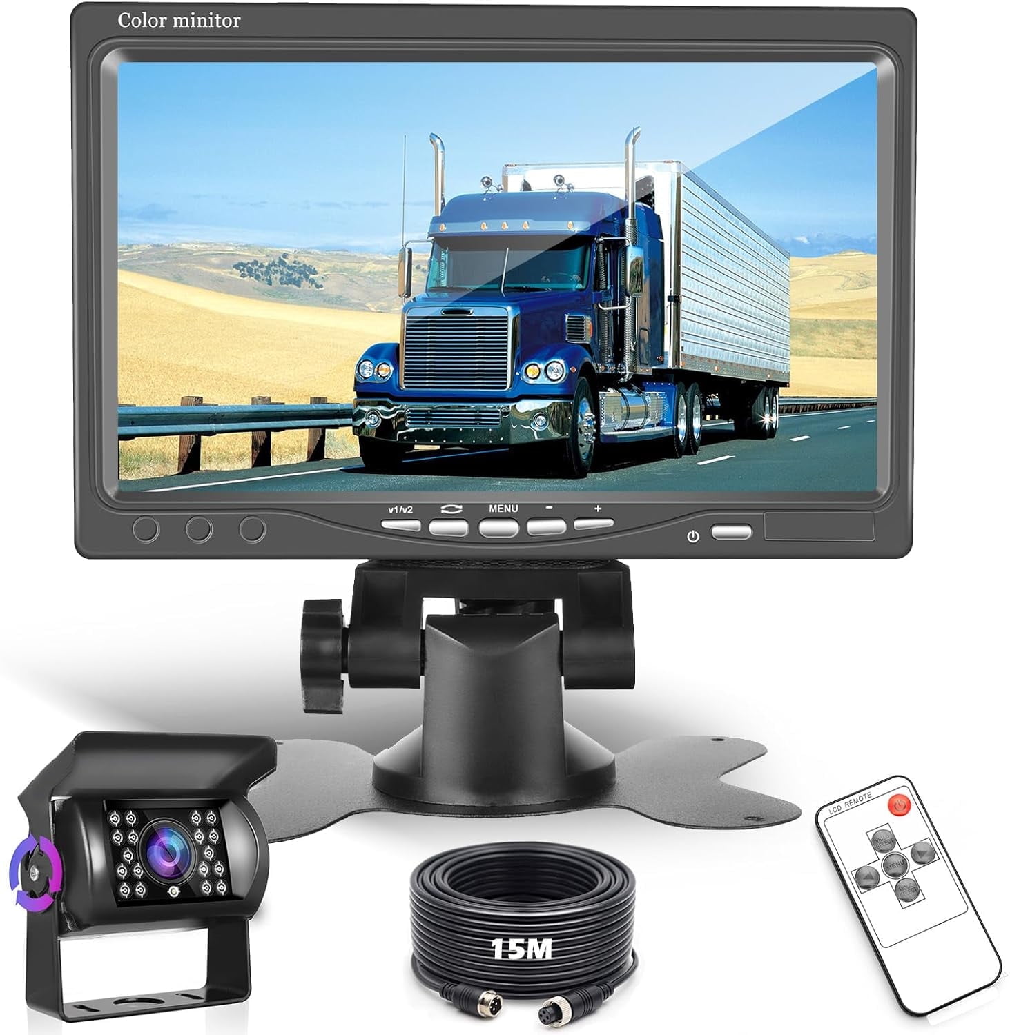 Podofo Car Reversing Camera Kit with 7" HD Monitor, 18 LED Night Vision ...