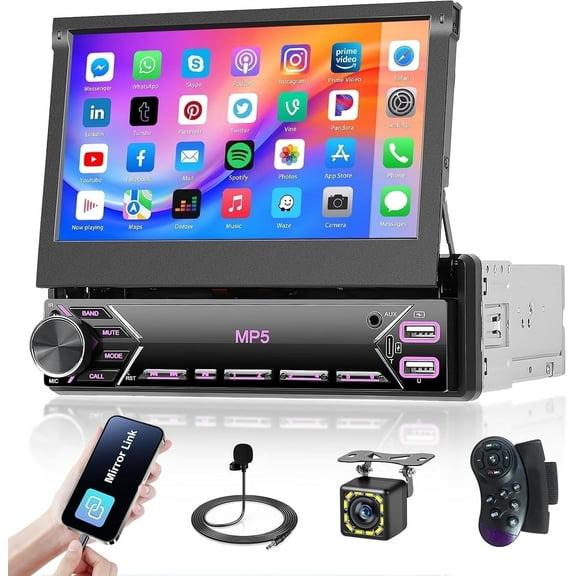 Double 2 Din Car Stereo Radio MP5, 7 Inch HD Touch Screen Bluetooth Video and Playback System ...