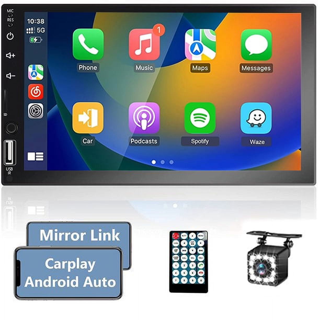 Podofo Double Din 7'' Touch Screen Car Stereo Radio Carplay Android ...