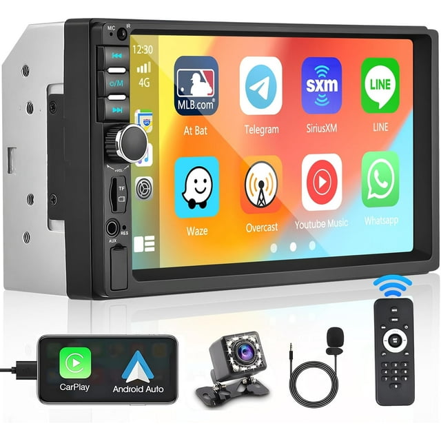 Podofo Double Din Car Stereo with Apple CarPlay and Android Auto, 7 ...