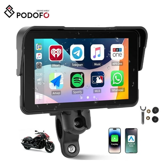 Podofo CarPlay Display for Motorcycle with Wireless CarPlay Android ...