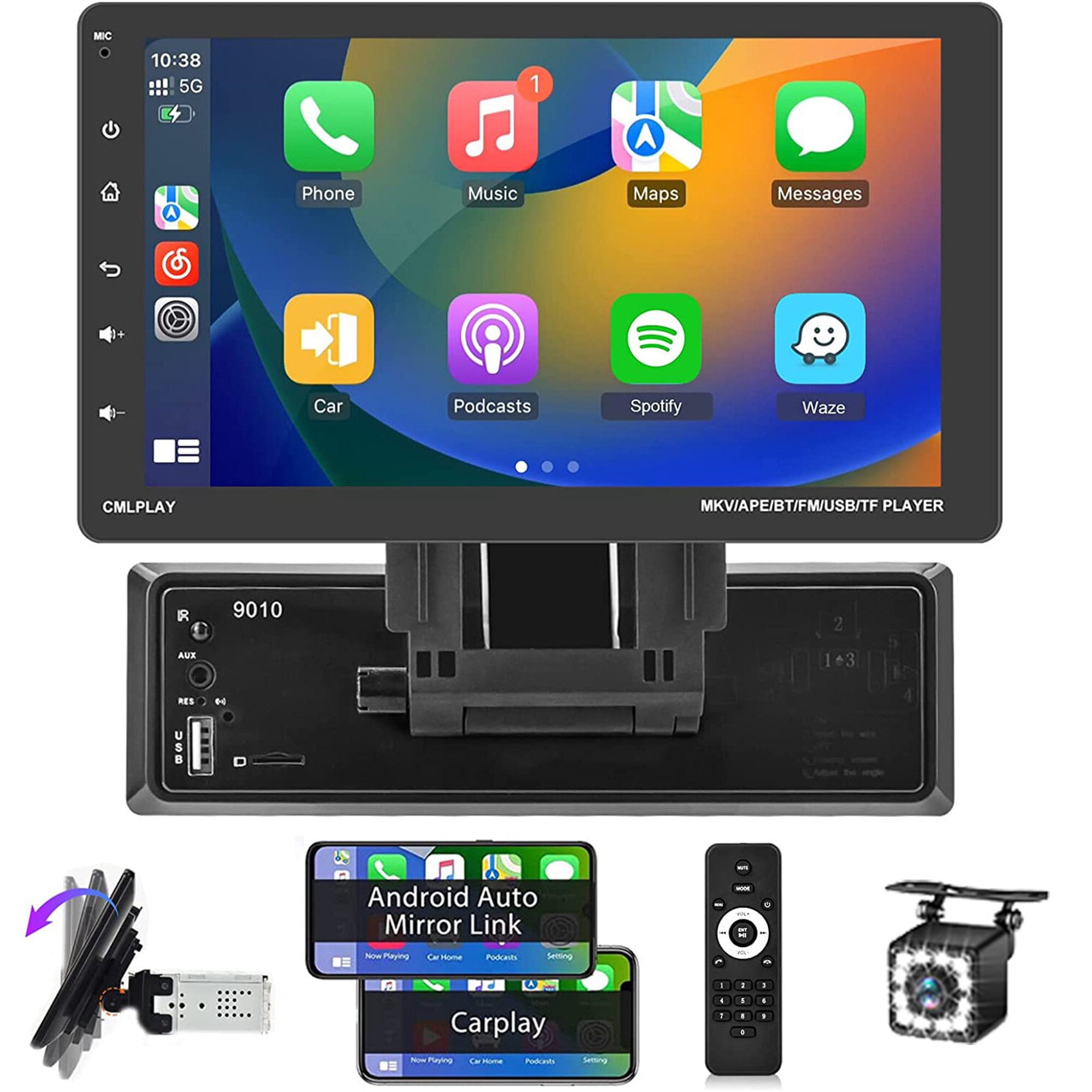 Podofo 9'' Single Din Car Stereo with Touchscreen, Android Auto ...