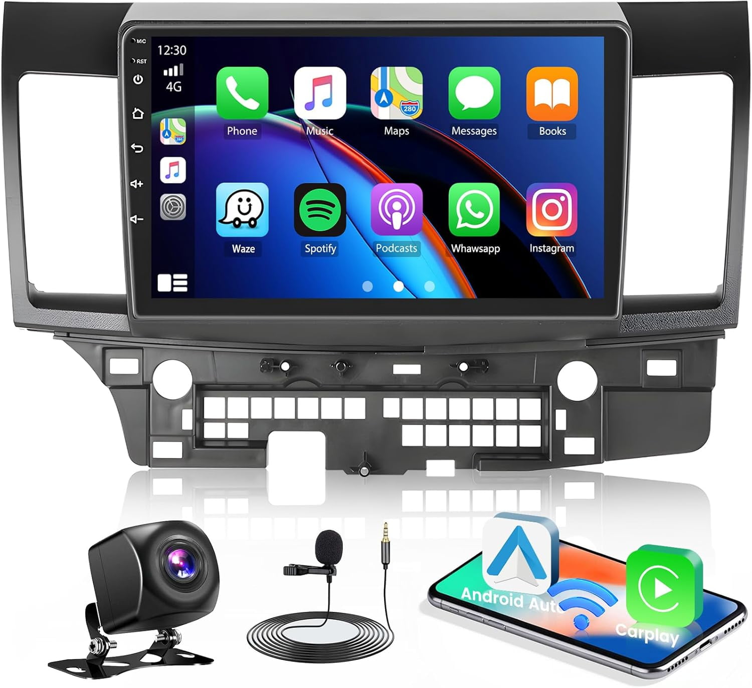 Podofo【for Mitsubishi Lancer 2008-2017】 Android 13 10 Inch Car Stereo Touch Screen with Wireless ...