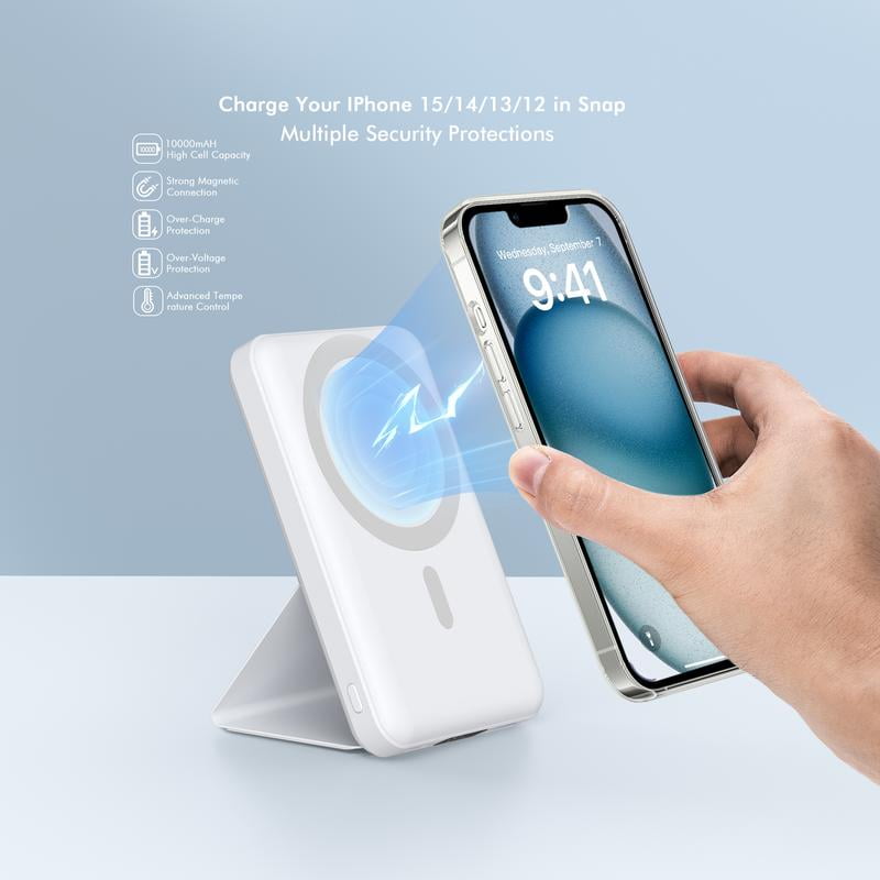 Podoru 10000mAh Wireless Charger, Foldable Freestanding Magnetic Power ...