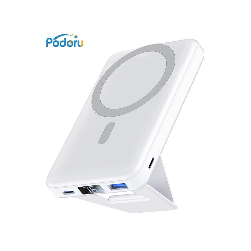 Podoru Freestanding Wireless Charger, 10000mAh Foldable Power Bank Fast ...