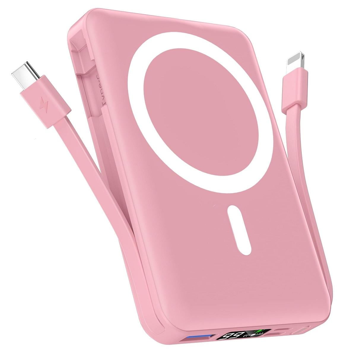 Podoru Wireless Portable Charger, 10000mAh Magnetic Power Bank Built-in ...