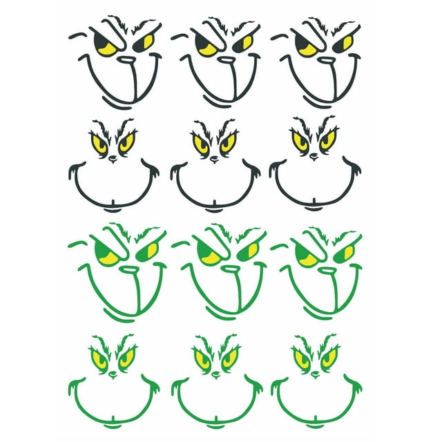 Podplug Christmas Grinch Decorations 12Pcs Grinch-Stickers,Grinch ...