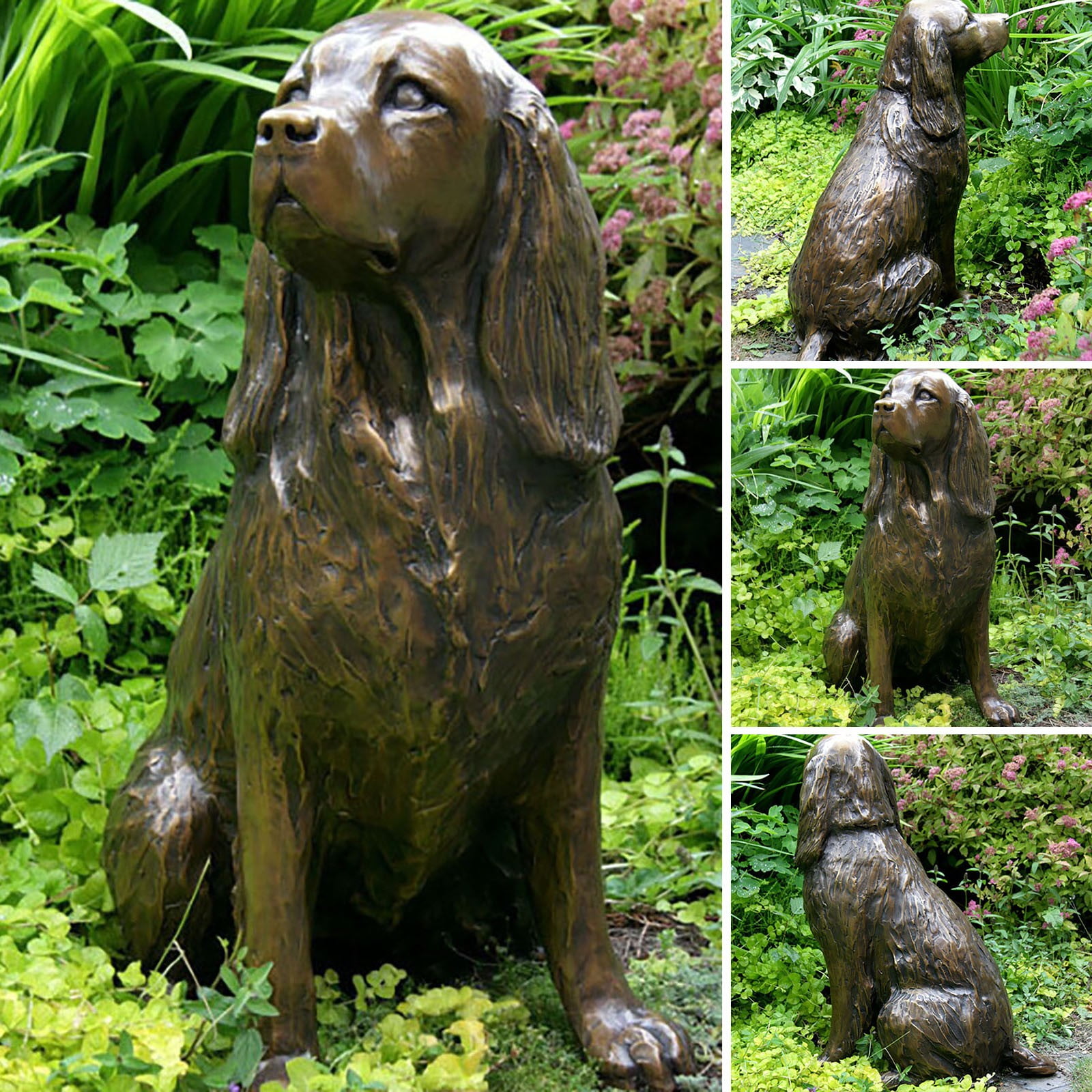 Podplug Springer Spaniel Statue Garden Decor,Resin Animal Dog Sculpture ...