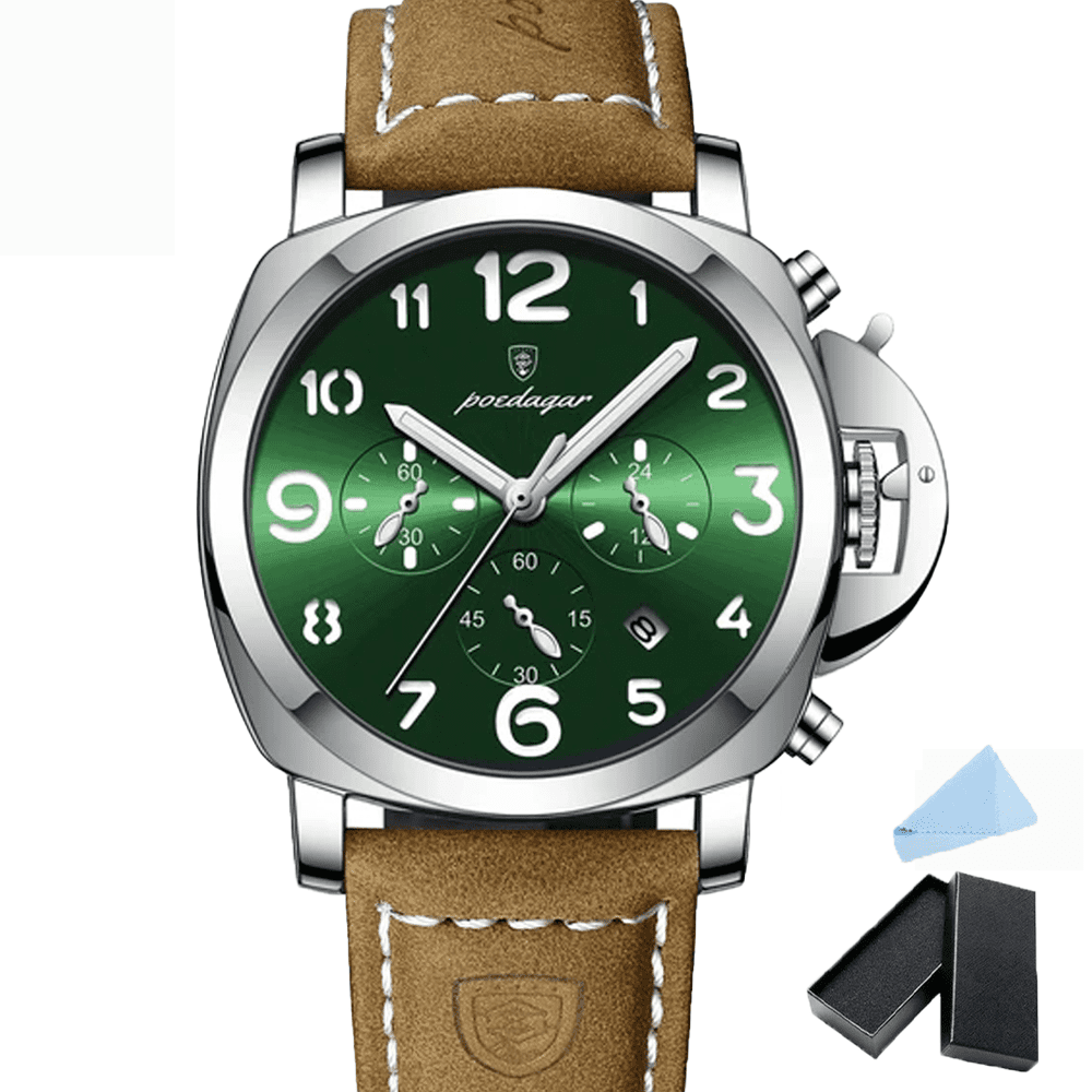 Poedagar Classic Leather Men's Simple Elegant Waterproof Luminous ...