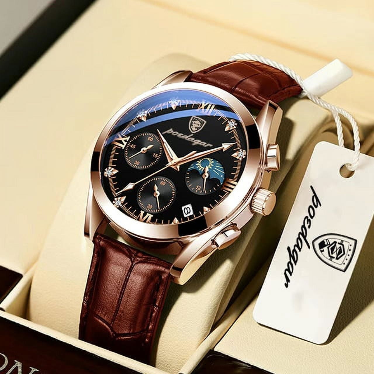 Poedagar Men Watch Sport Chronograph Fashion Date Quartz Wristwatch Top ...