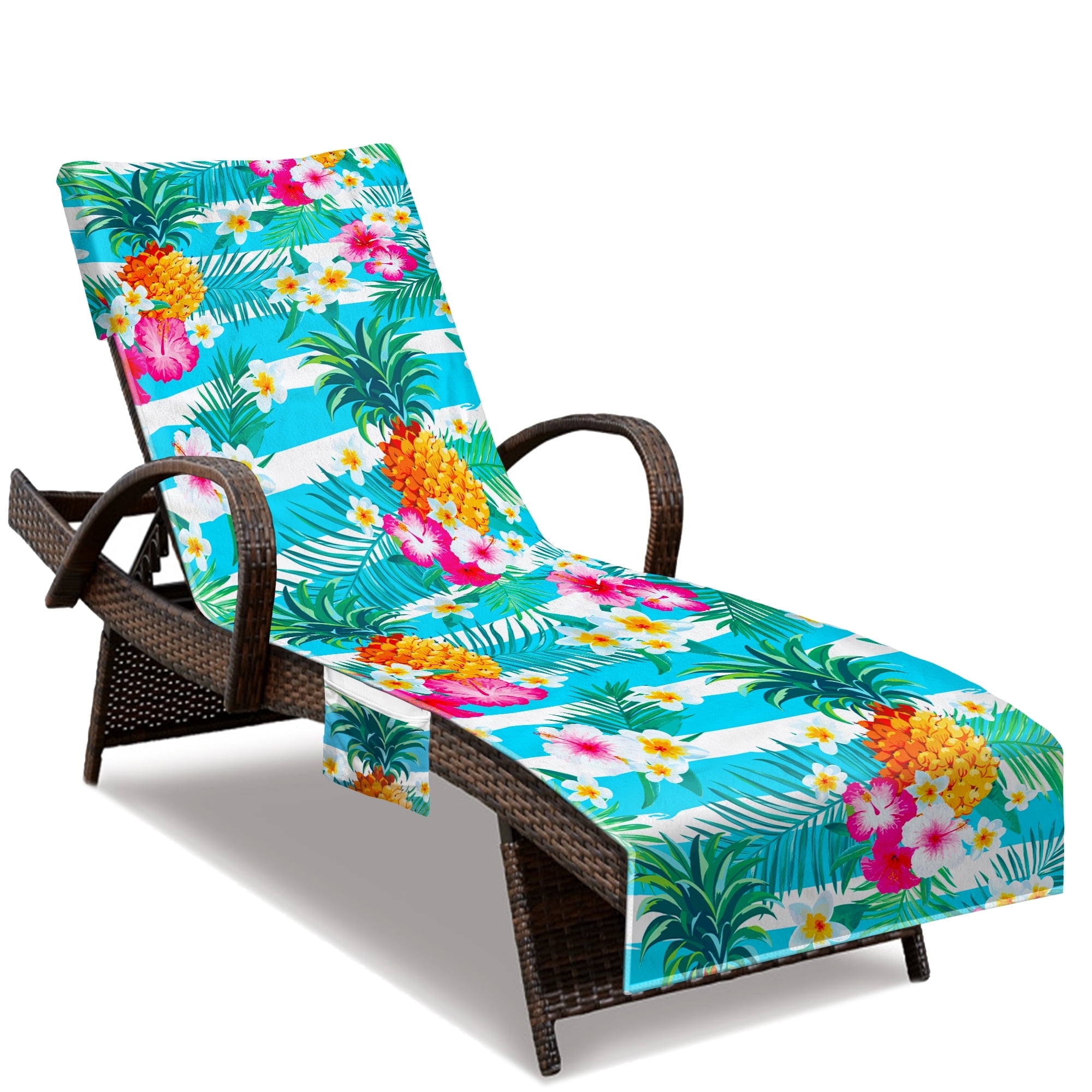 Poedist Beach Chair Cover with Side Pockets, Thick and Quick Dry Lounge ...