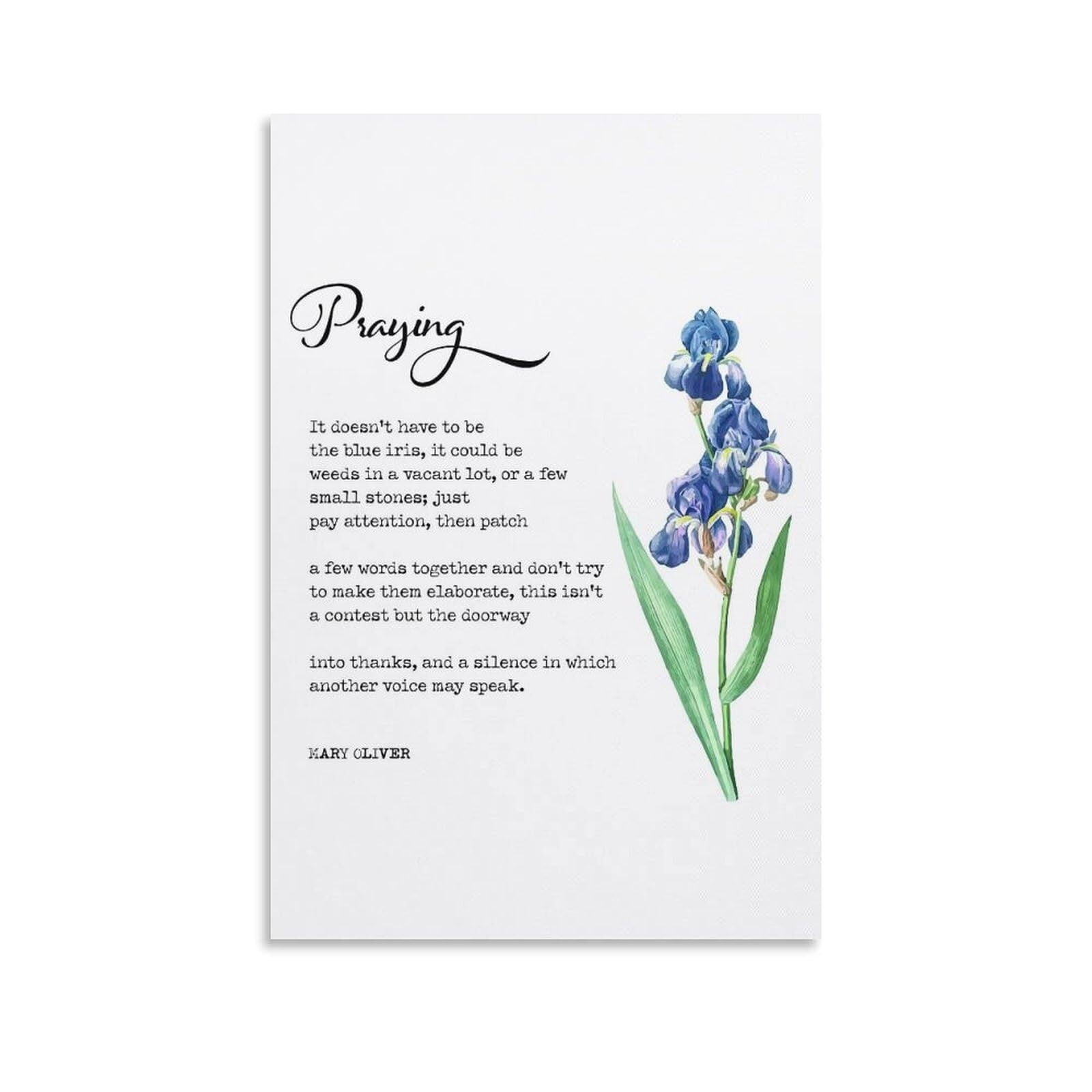 Poem Poster Praying By Mary Oliver Motivational Poem Posters Canvas ...