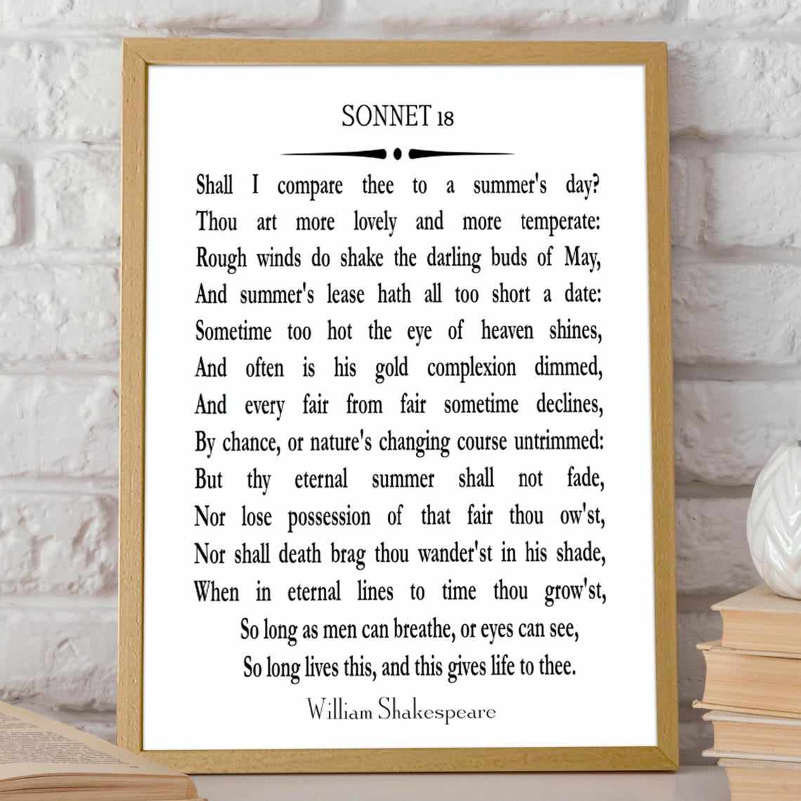 Poem Print Sonnet 18 Poem Poster Poetry Print William Shakespeare ...