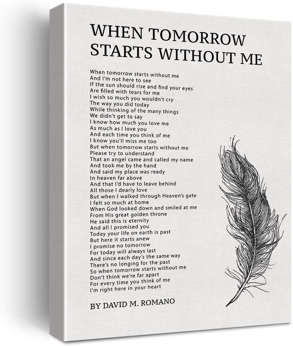 Poem Wall Art When Tomorrow Starts Without Me Canvas Print Framed ...