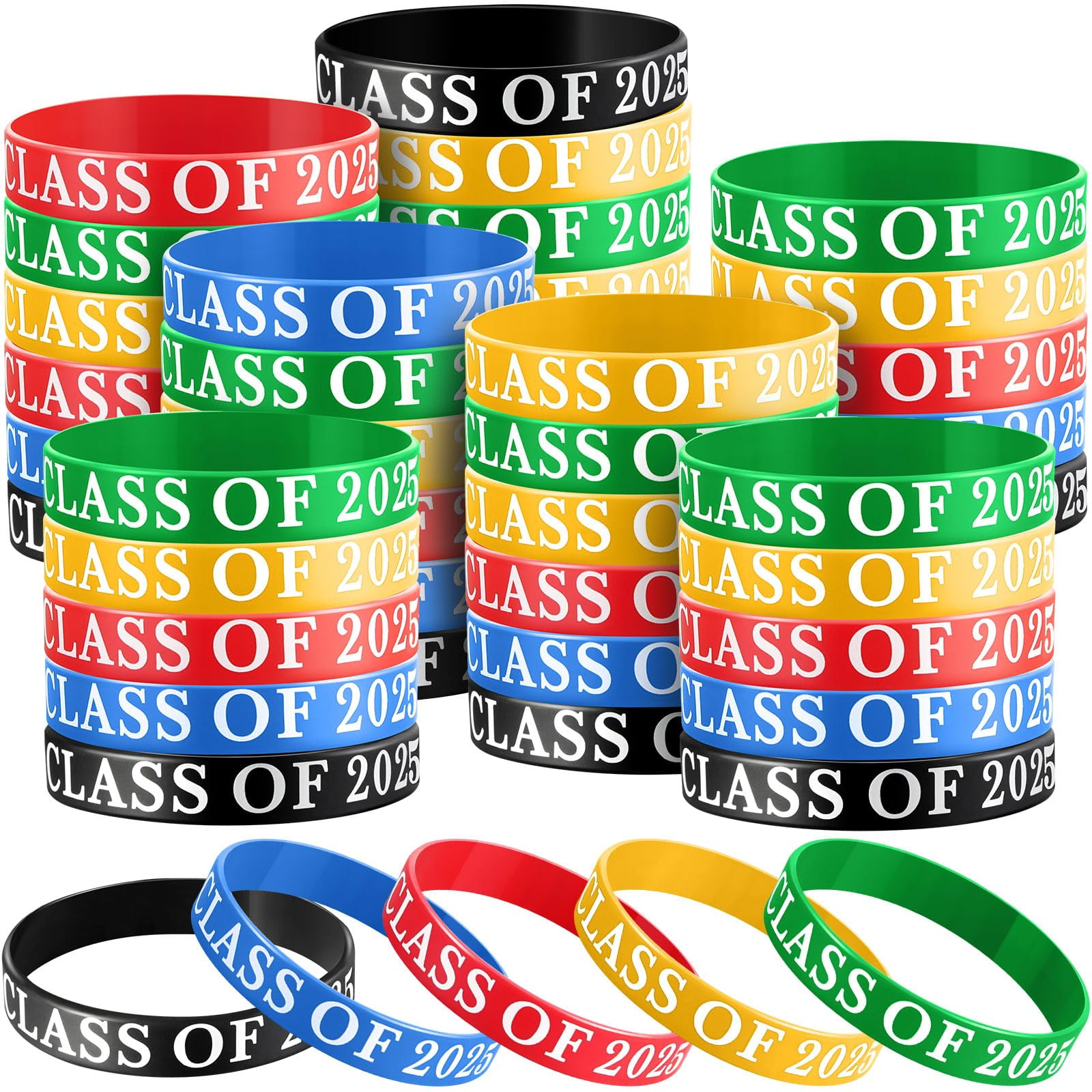 Poen 100 Pcs class of 2025 bracelets H2FSDGraduation wristbands Class ...