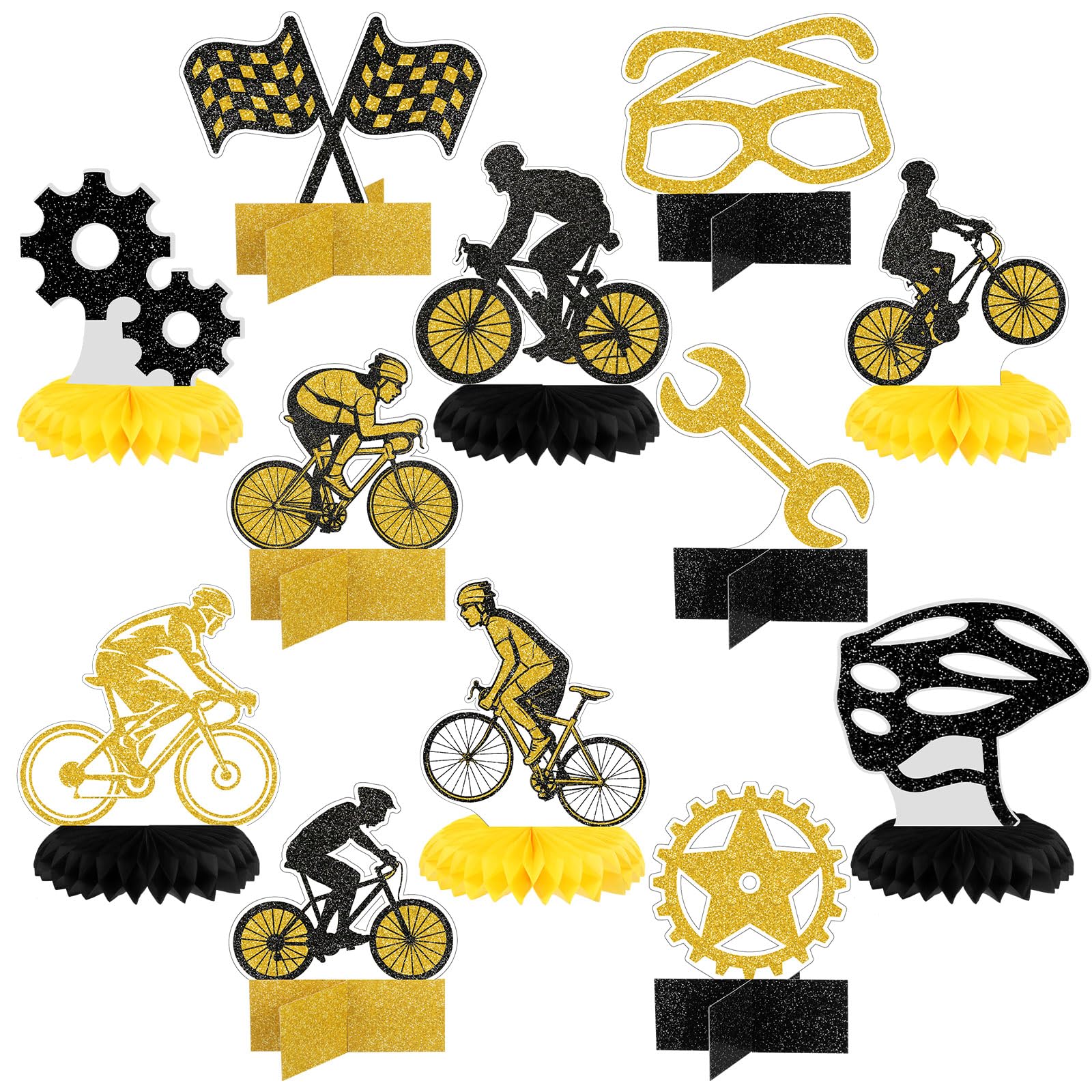 Poen 12 Pcs Bike Birthday Party Honeycomb Bicycle Theme Decorations ...