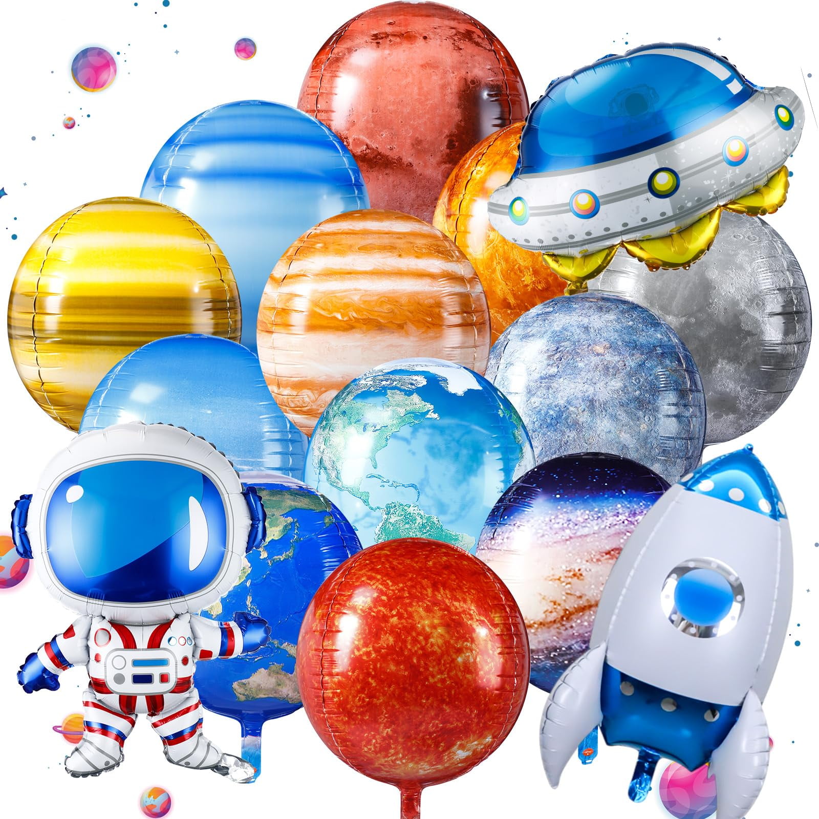 Poen 15 Pcs Space Balloons Space Party Decorations 22 Inch Galaxy Solar ...