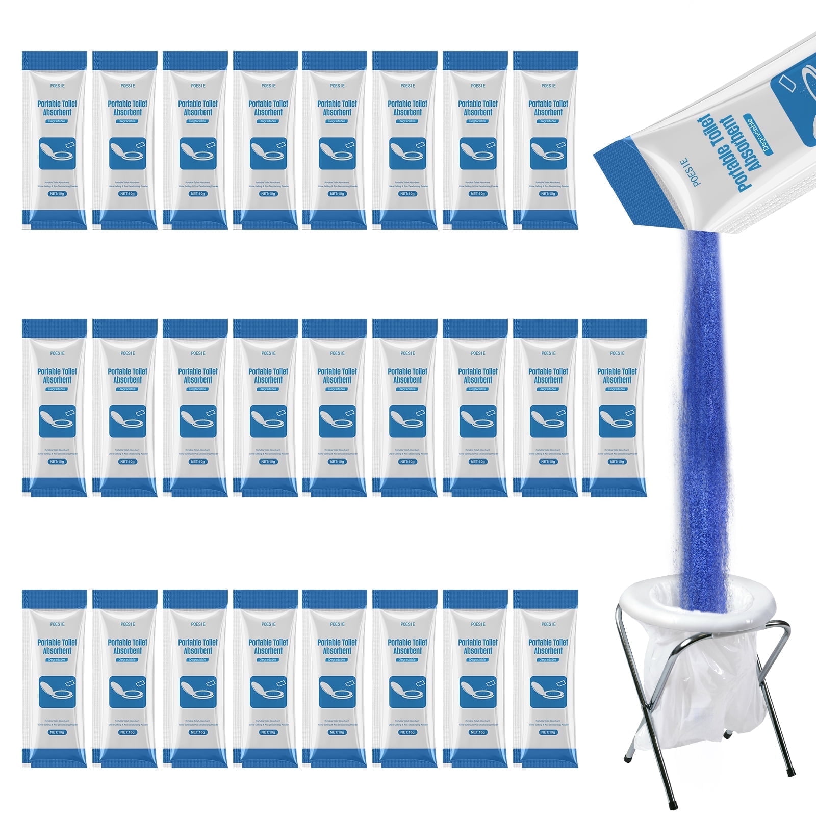 Poesie Portable Toilet Absorbent Gel 25 Pack for Liquid Waste Odor ...