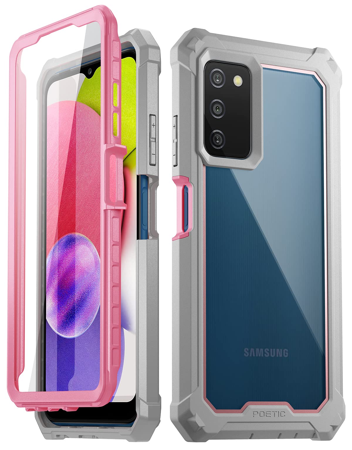 Poetic Guardian Case for Samsung Galaxy A03S 5G, Clear Case with Built-in Screen Protector, Pink ...
