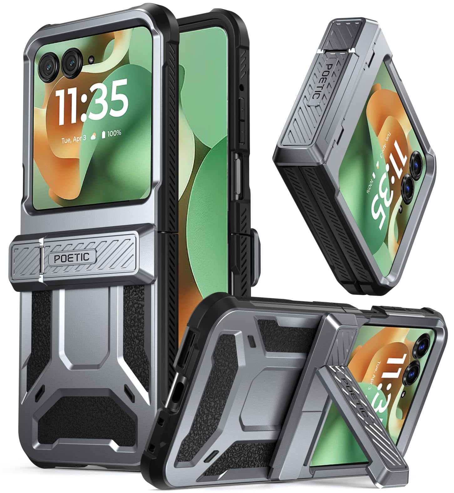 Poetic Spartan Case for Moto Razr 2024/2025, [Kickstand][Hinge ...