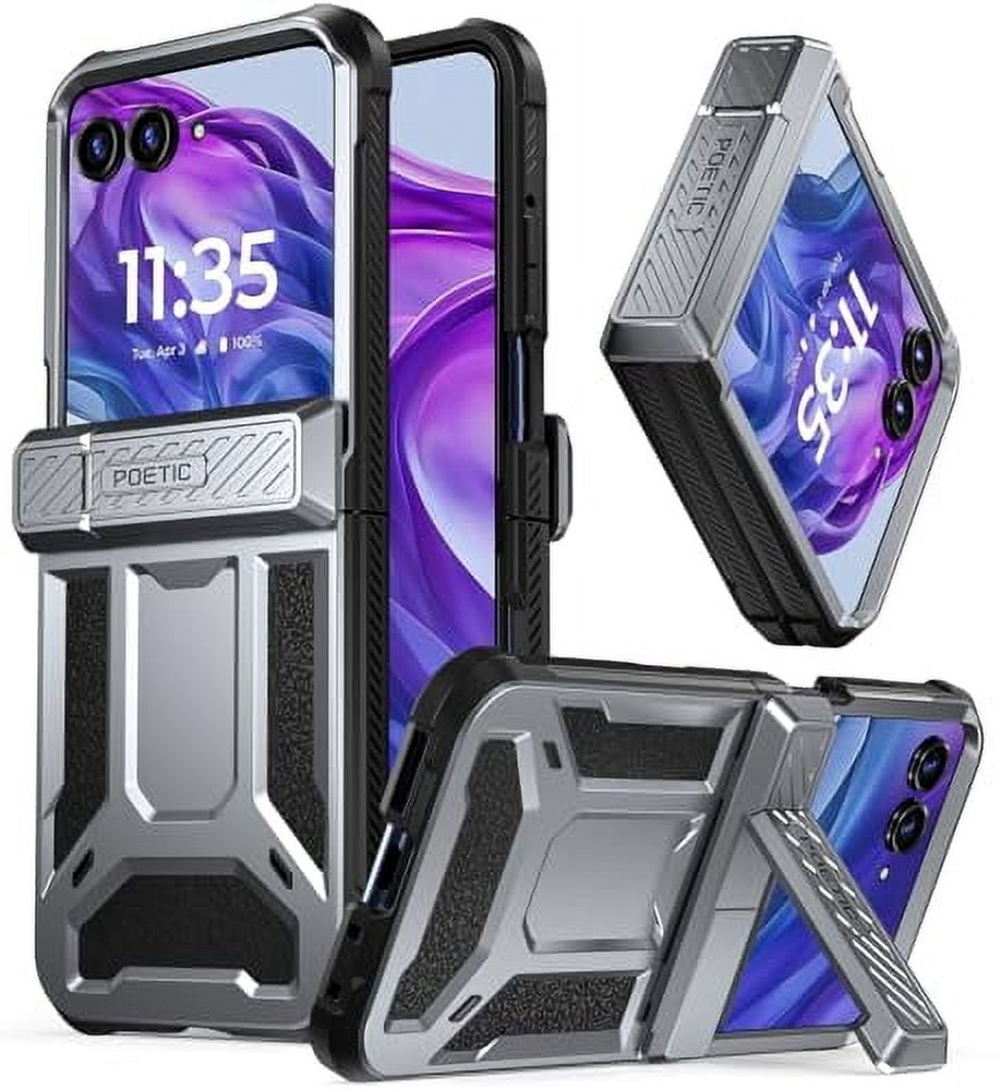 Poetic Spartan Case for Moto Razr Plus 2024 Metallic Gun metal ...