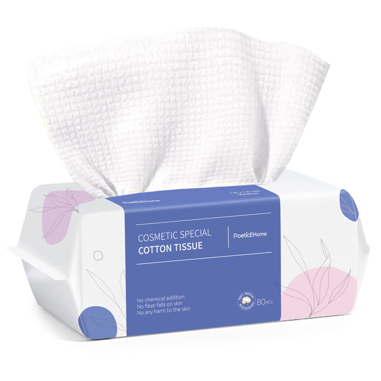 PoeticEHome Cotton Face Dry Wipes 80pcs Extra Thick Disposable Facial ...