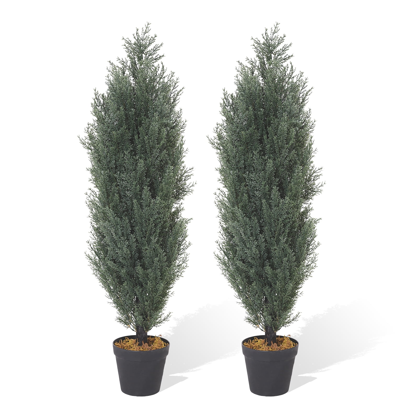 Poetree 2 Pack 3 ft Cedar Plants Outdoor Artificial Topiary Fake Tree ...