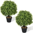 Poetree Set of Two 24'' Boxwood Topiary Ball Trees - Faux Shrub Decor ...