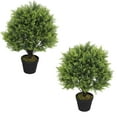 Poetree Large 24'' Artificial Cedar Topiary Ball Tree, 2-Pack Faux ...