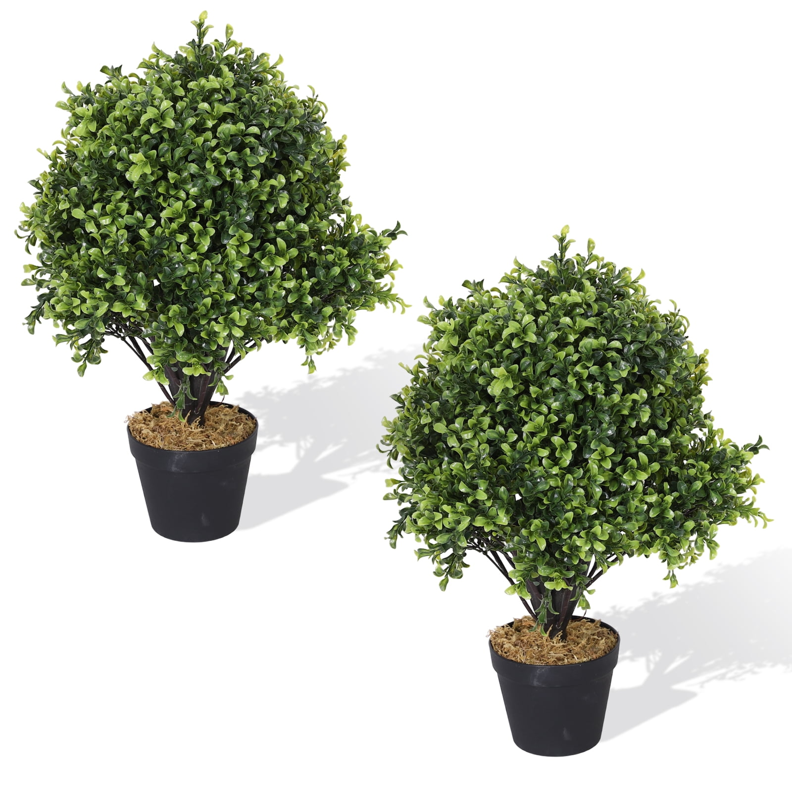 Poetree Large Fake Trees, 2PCS 24 Inch Tall Boxwood Ball-Shaped ...