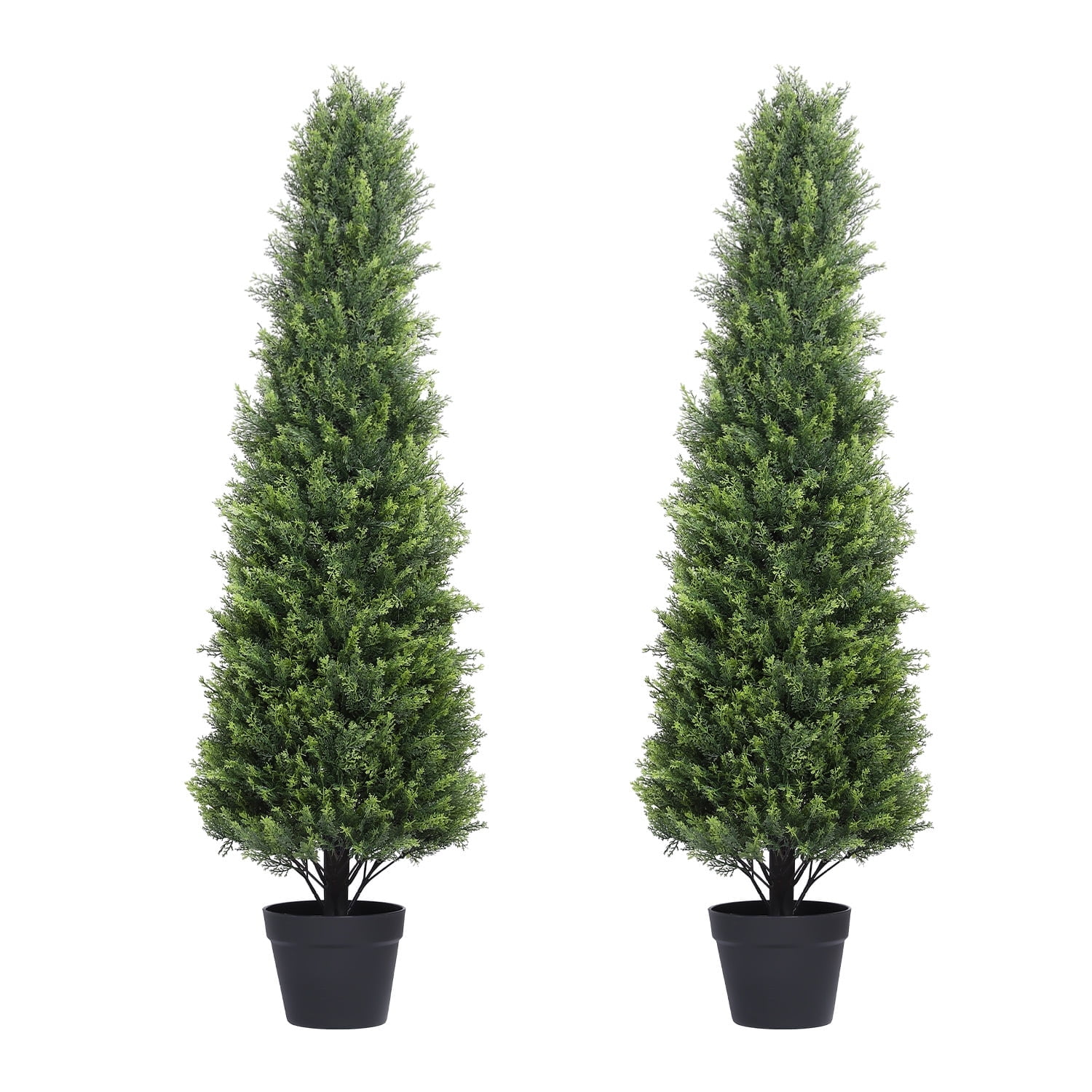 Poetree 3ft Artificial Topiary Tree 2 Pack Faux Cedar In Black Plastic ...
