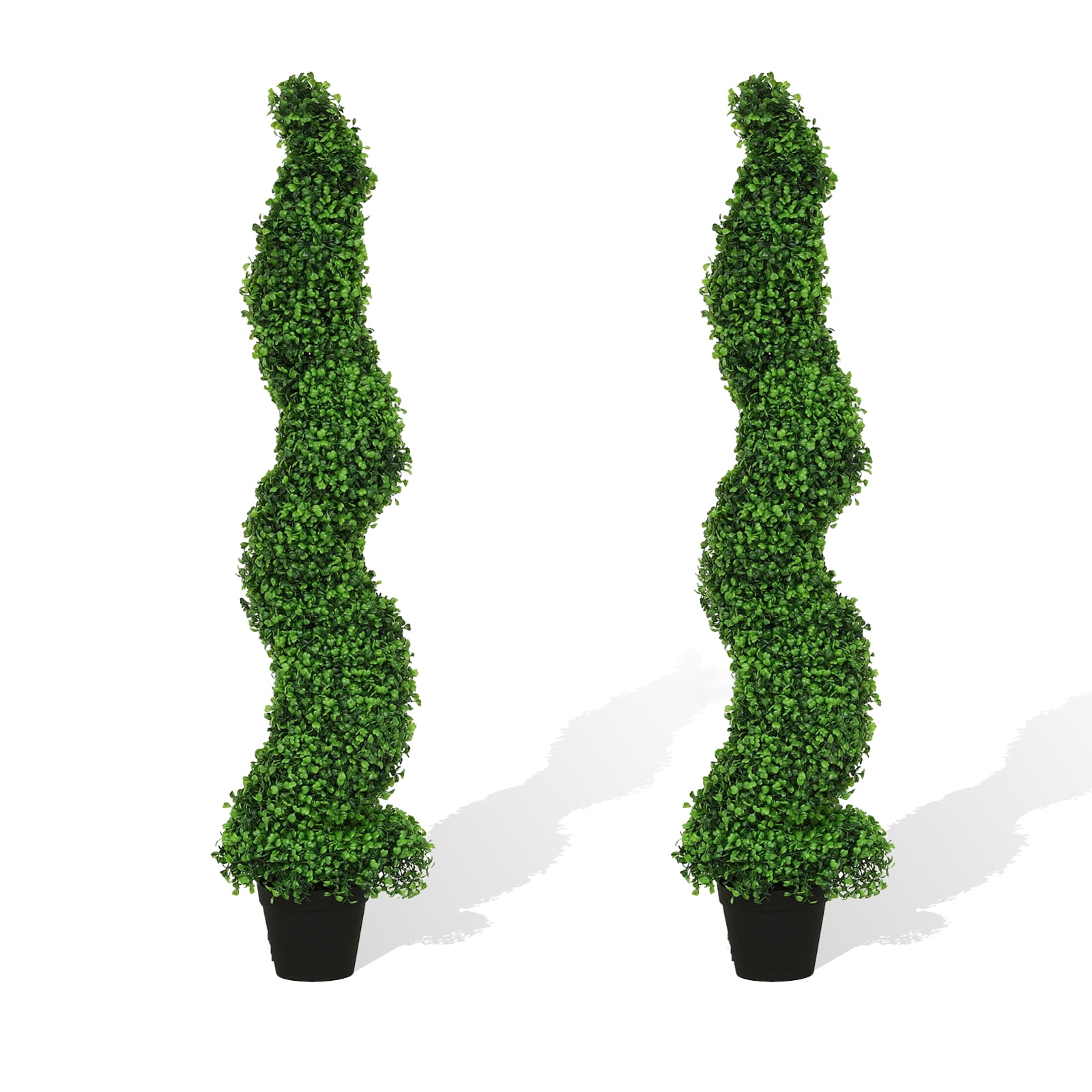 Poetree 4ft Faux Boxwood Spiral Topiary Trees, Indoor/Outdoor Natural ...